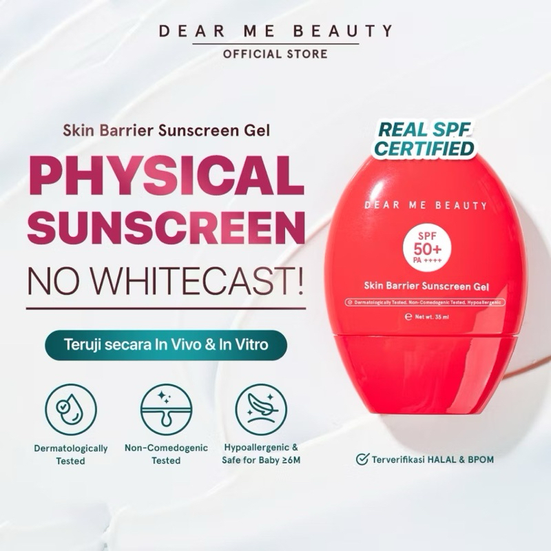 Dear Me Beauty [REAL SPF Certified] Skin Barrier Physical Sunscreen SPF ...