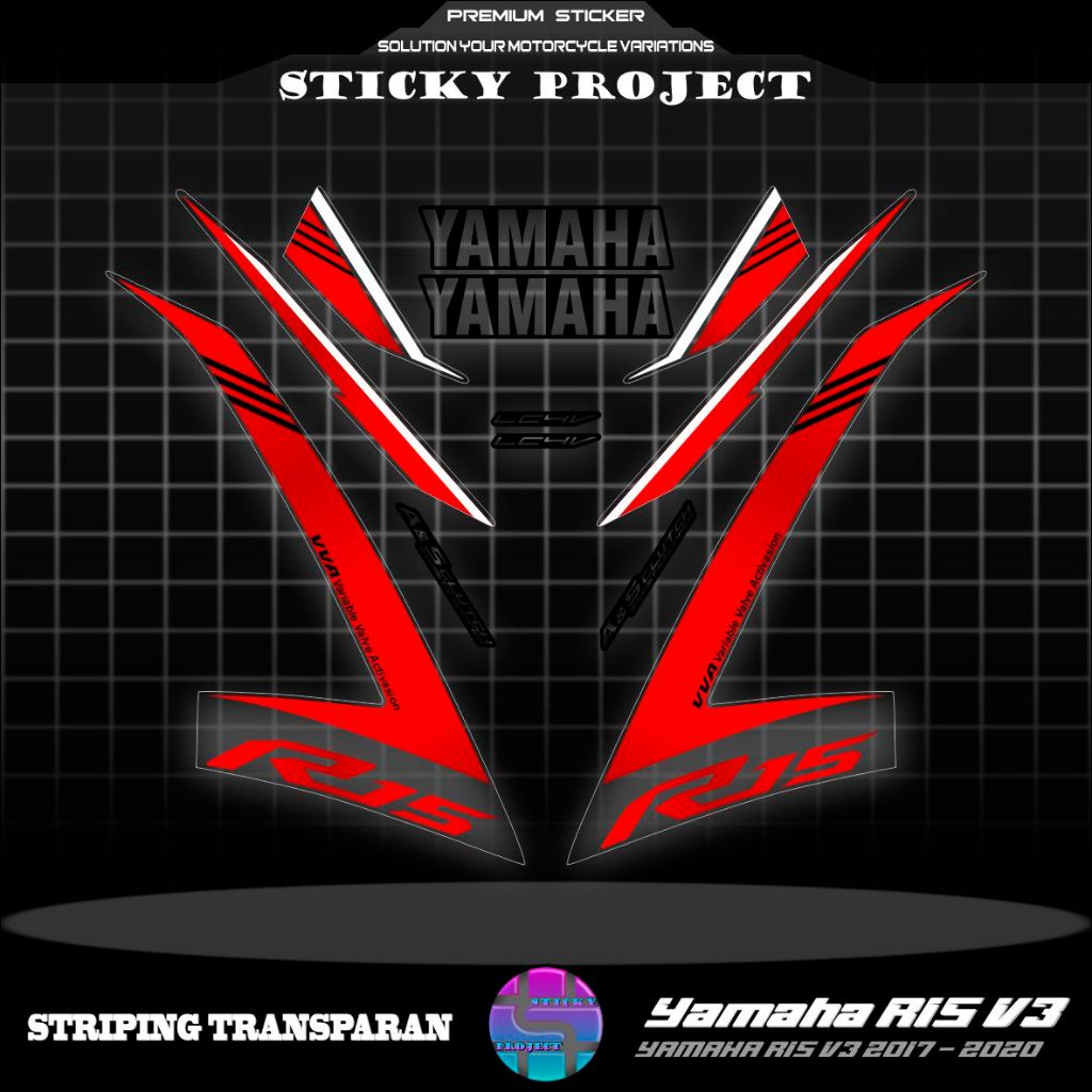 TRANSPARENT STICKER YAMAHA R15 V3 / STRIPPING R15V3 / YZF150 / STICKER ...