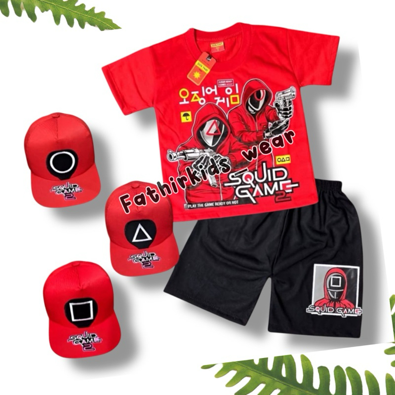 Children's SQUID GAME CLOTHES AND PANTS SET PLUS SQUID GAME HAT ...