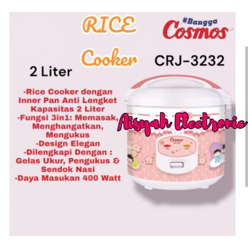 Rice COOKER COSMOS 2 LITER CRJ-3232 OFFICIAL GUARANTEE | Shopee Malaysia