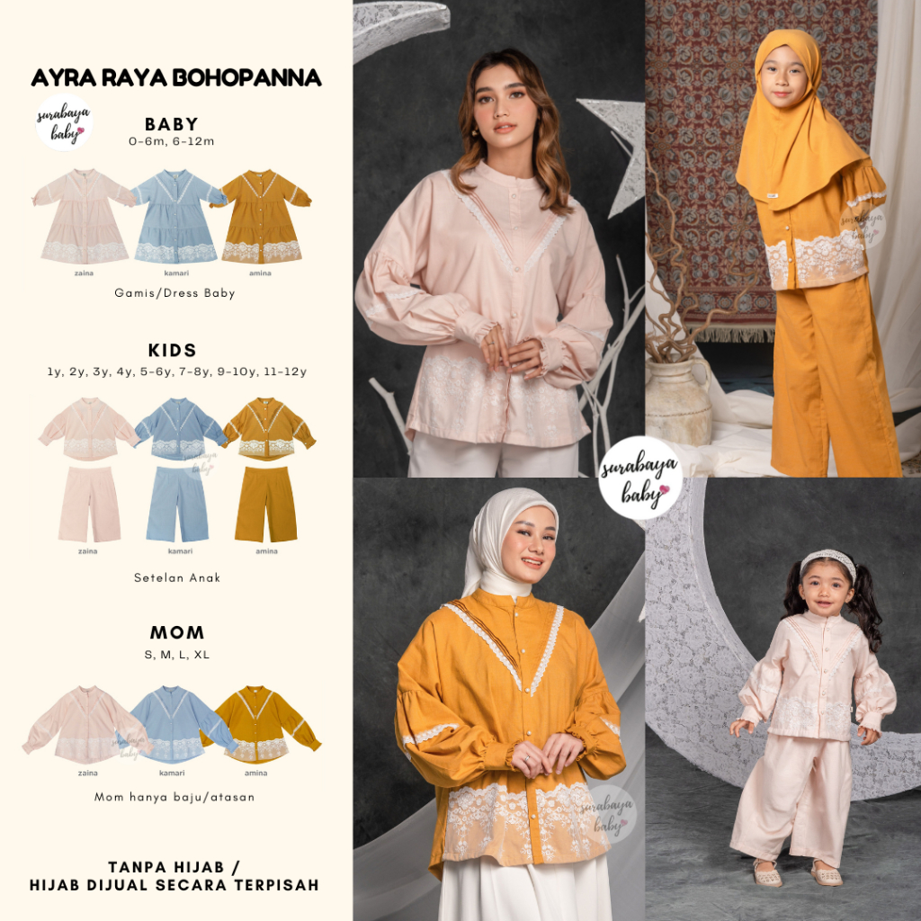 Ayra BABY/ AYRA SET/ AYRA MOM BAJU RAYA COLLECTION BOHOPANNA SURABAYABABY | Shopee Malaysia