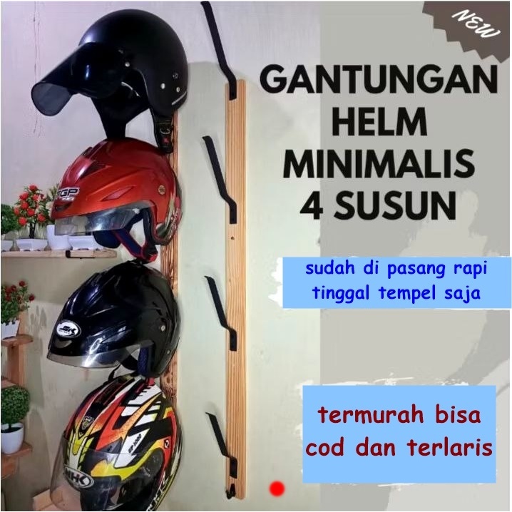GANTUNGAN Wall Helmet Hanger Helmet Storage Rack Helmet Container ...