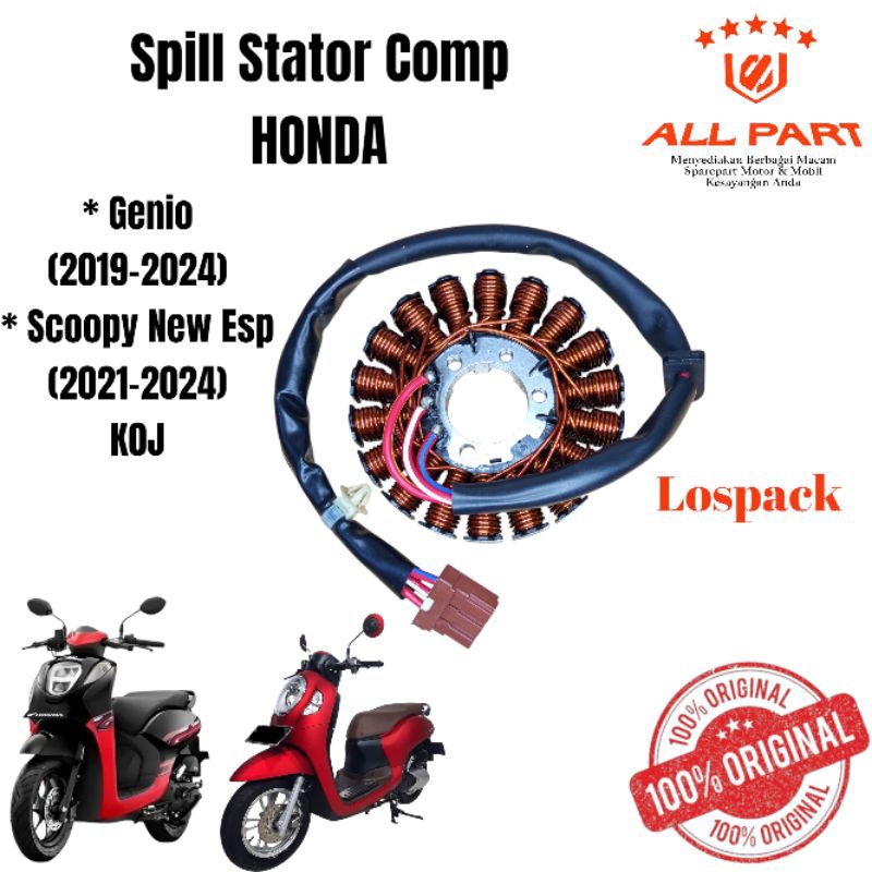 (ORIGINAL) Spull spool stator comp honda new scoopy genio code K0J ...