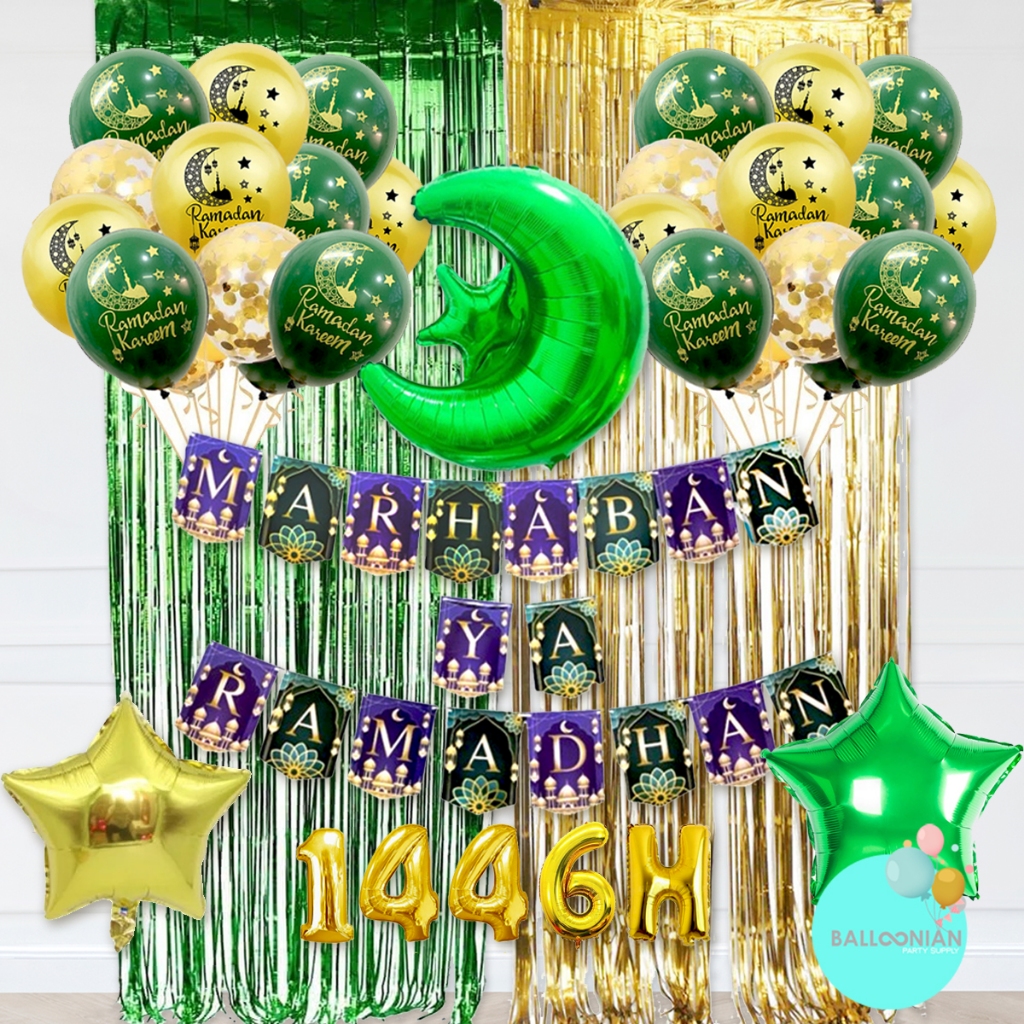 Ramadhan VARIATIONS BANNER DECORATION SET/LEBARAN FOIL BALLOONS/IDUL ...