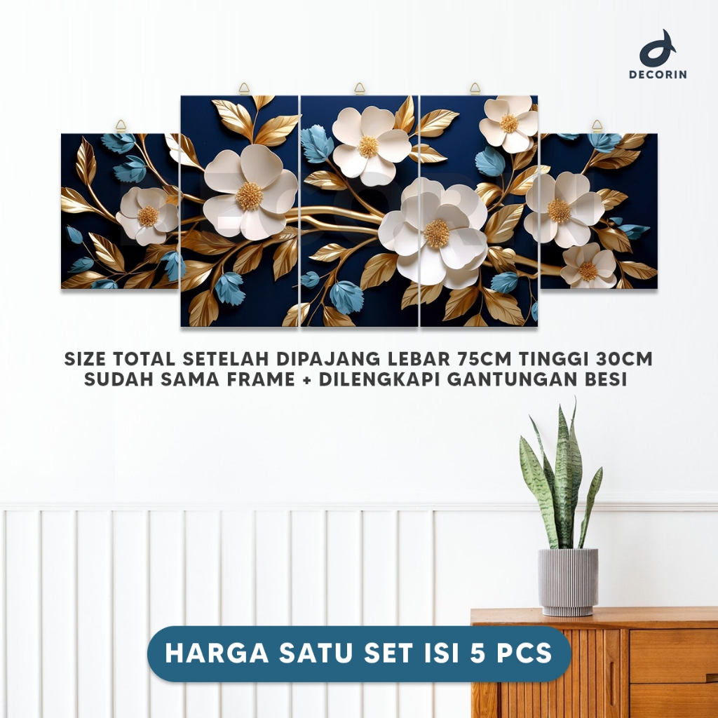 HIASAN DINDING Wall Decoration 1 Set of Aesthetic 3D Flowers Contains 5 ...