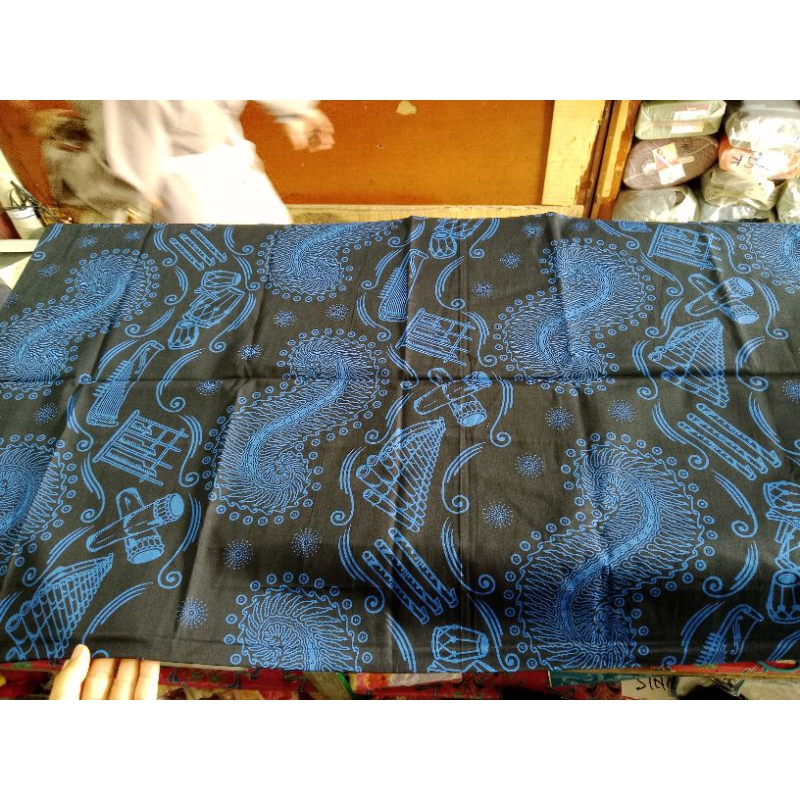 Batik MATERIAL BADUY BLUE GENDANG, SULING / BADUY LONG CLOTH WITH ...