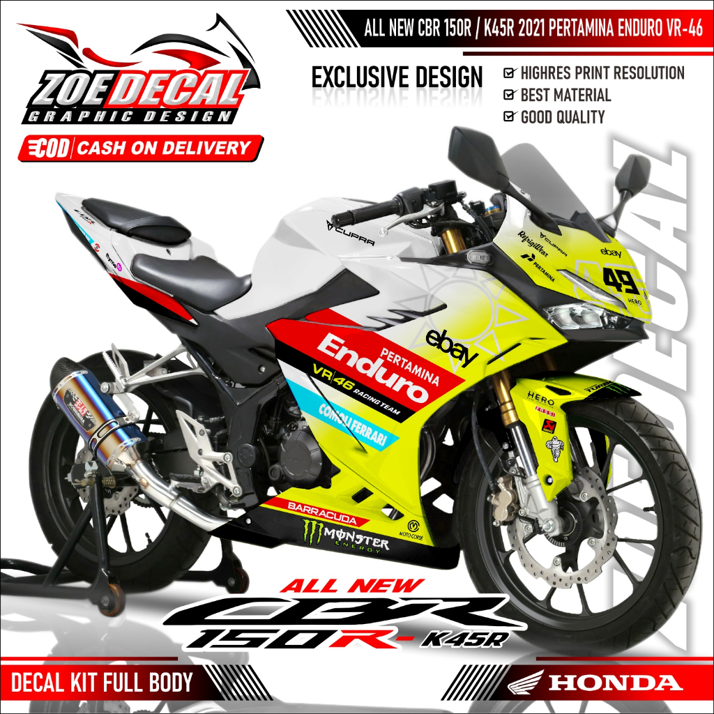 Latest full Body Sticker Decal for Honda CBR 150R / K45R Livery / Motif ...