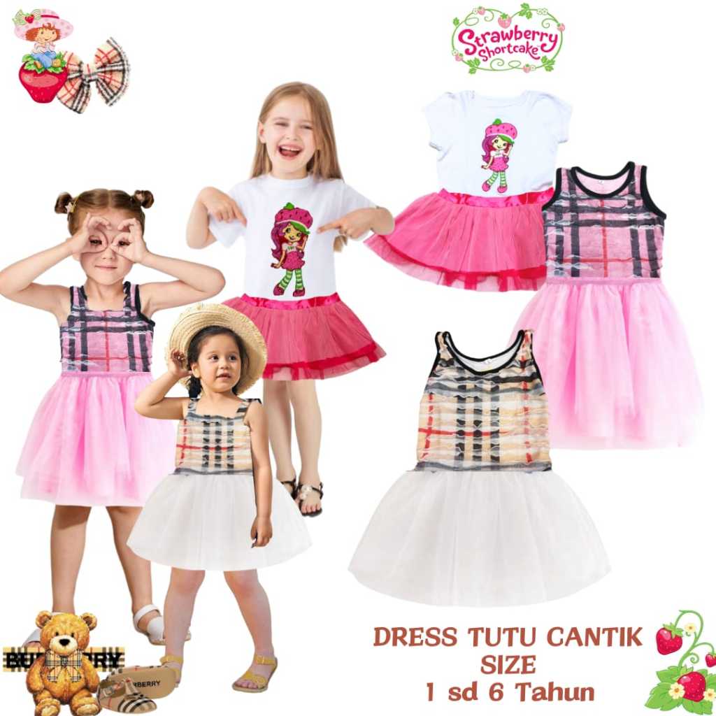 Beautiful tutu Dress with Burberry and strawberry motifs for babies to ...