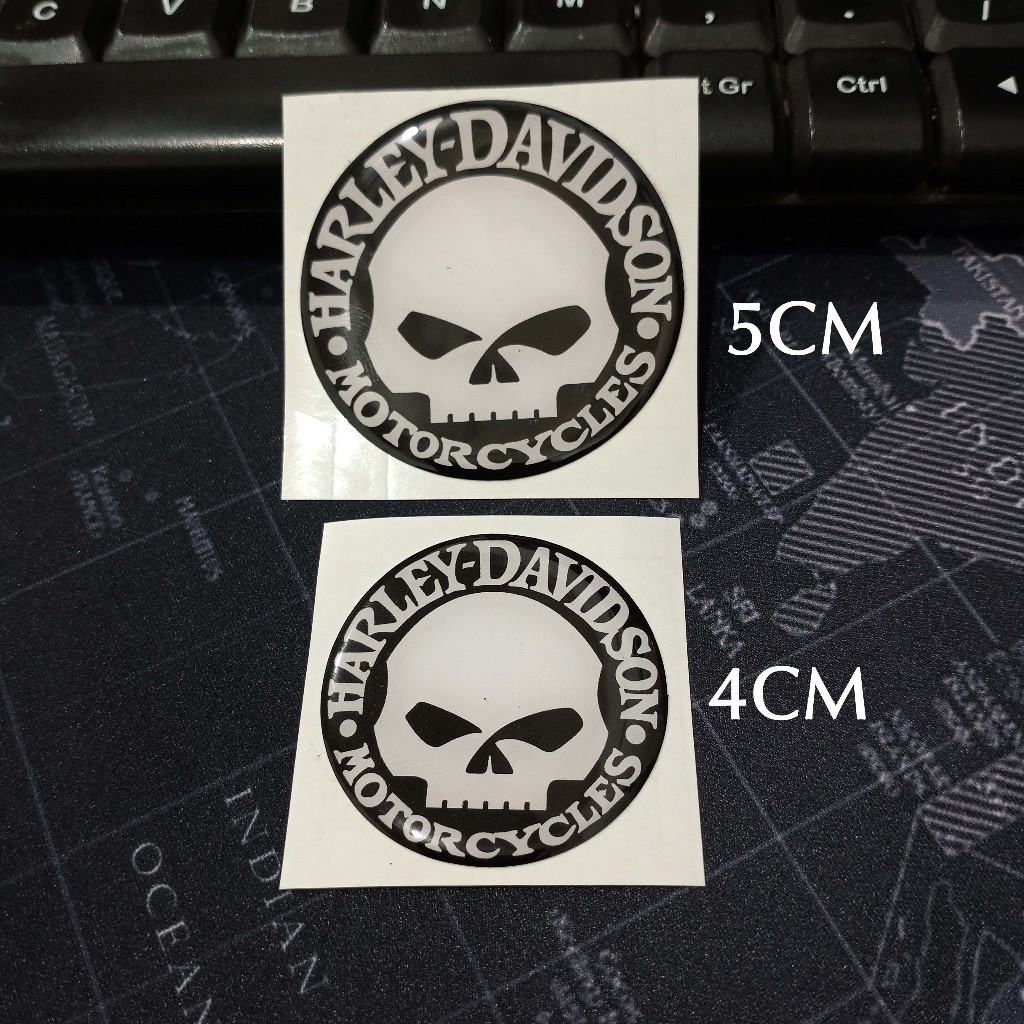 Round HARLEY DAVIDSON Resin Embossed Sticker Small 3D Lycal Logo ...