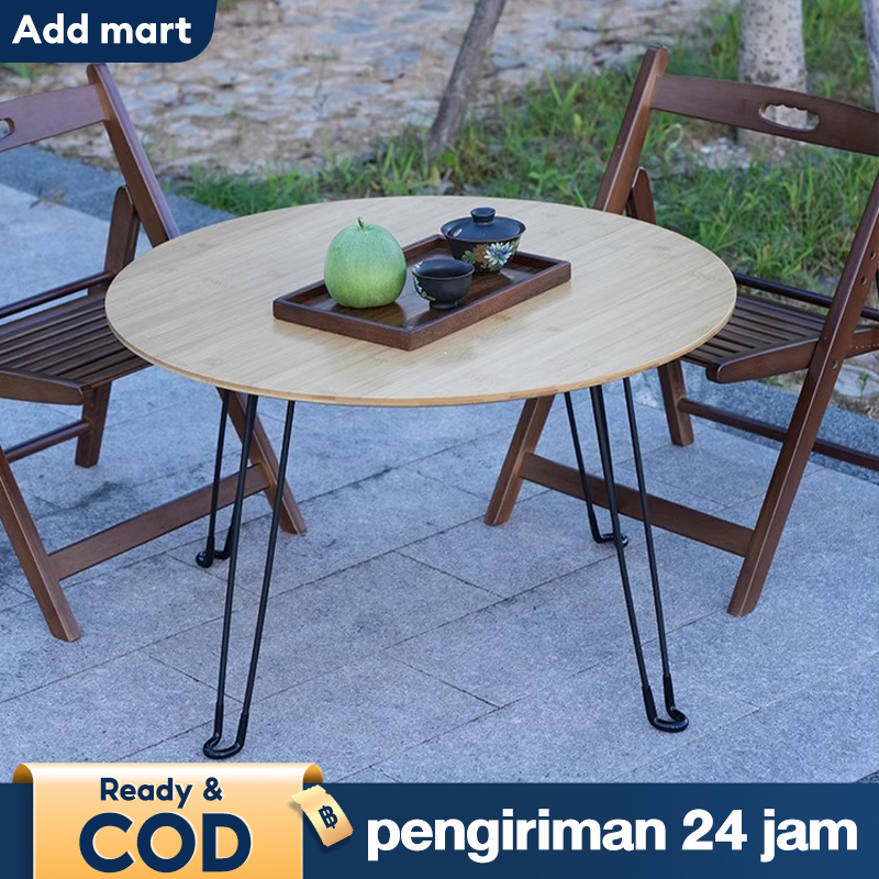 KAYU Small Table, Guest Table Round Folding Table, Wood Technique Round ...