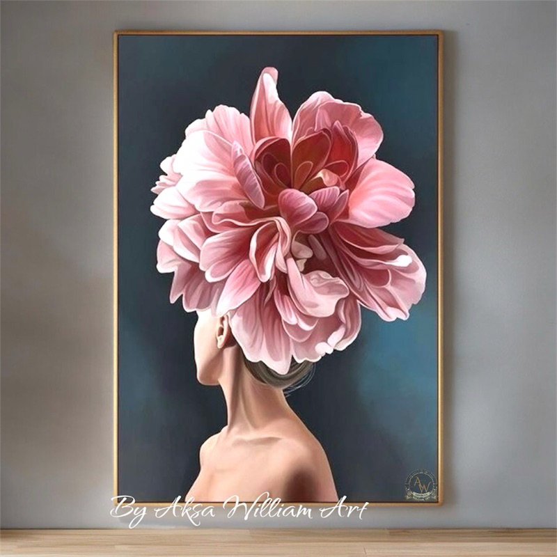 Modern art aesthetic realism flower painting | Shopee Malaysia