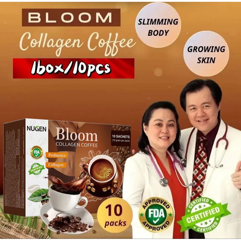 Nugen (10 sachets) 100gr Sliming Coffee Bloom Collagen Coffee | Shopee ...