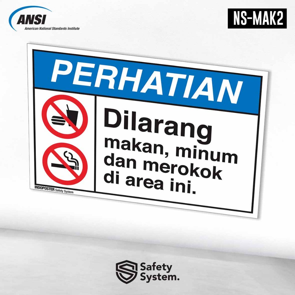 Ansi K3 Safety Sign Sticker No Eating and Drinking Smoking | Shopee ...