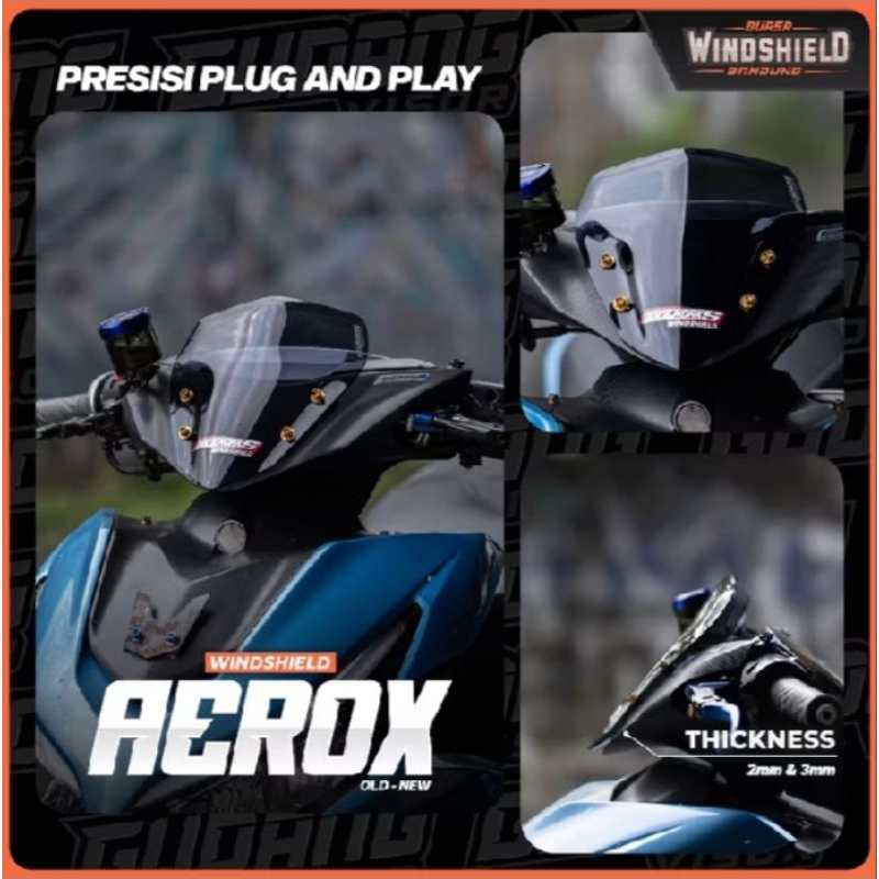 Windshield VISOR AEROX 155, OLD/NEW STANDARD MODEL, 3 MILLION THICK ...
