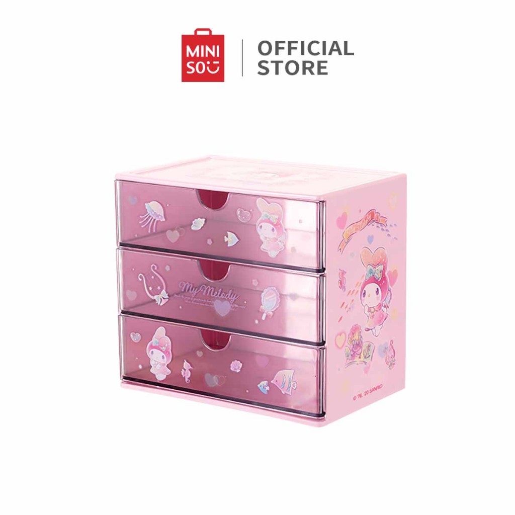 Miniso x Sanrio Extra Large Capacity Three Drawer Organizer Desktop ...