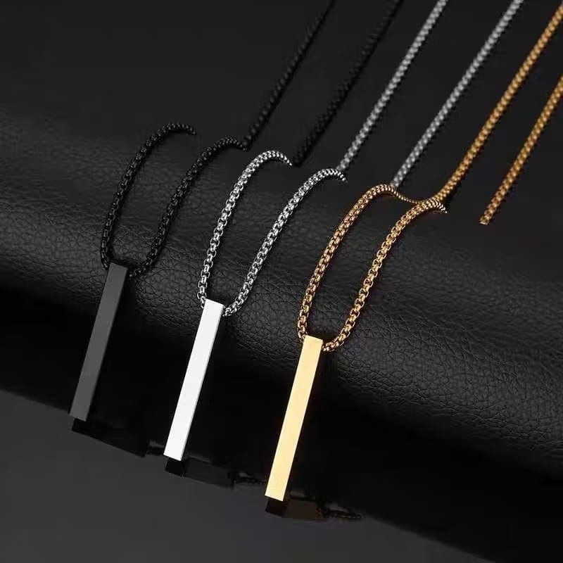 Rolo Block Pendant Titanium Necklace | Shopee Malaysia