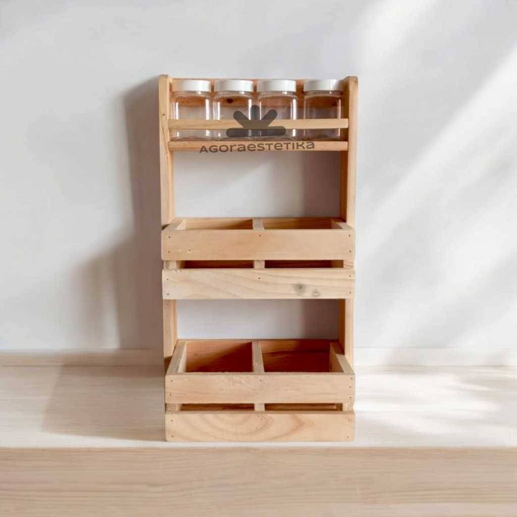 KAYU 3-tier Onion Spice Rack/Egg Rack/Aesthetic Mini Kitchen Shelf ...