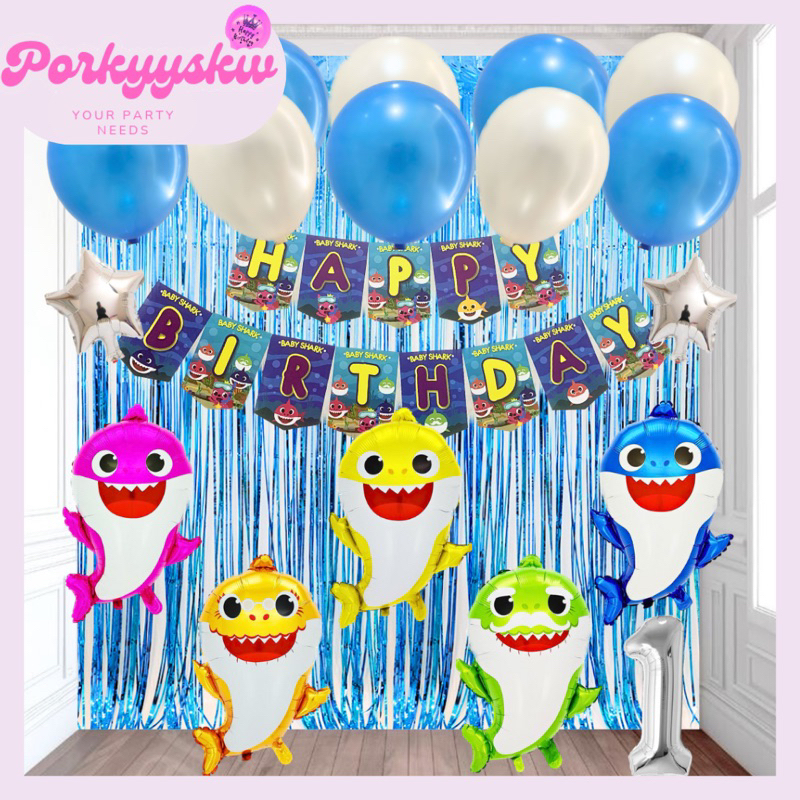 [Porkyyskw] Baby Shark Birthday Package/Baby Shark Decoration Set ...