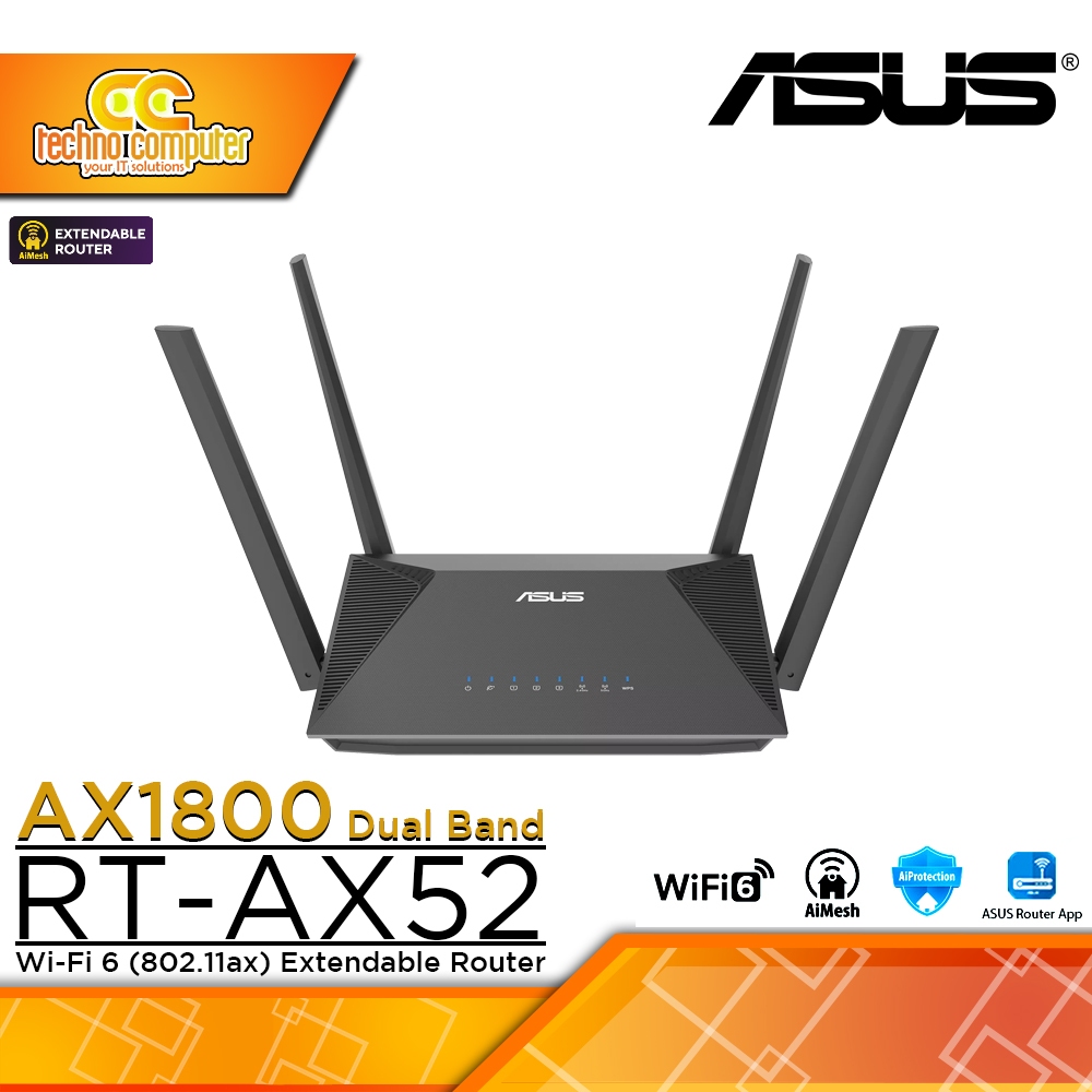 ASUS RT-AX52 AX1800 Dual Band WiFi 6 Gigabit Wireless Router | Shopee Malaysia