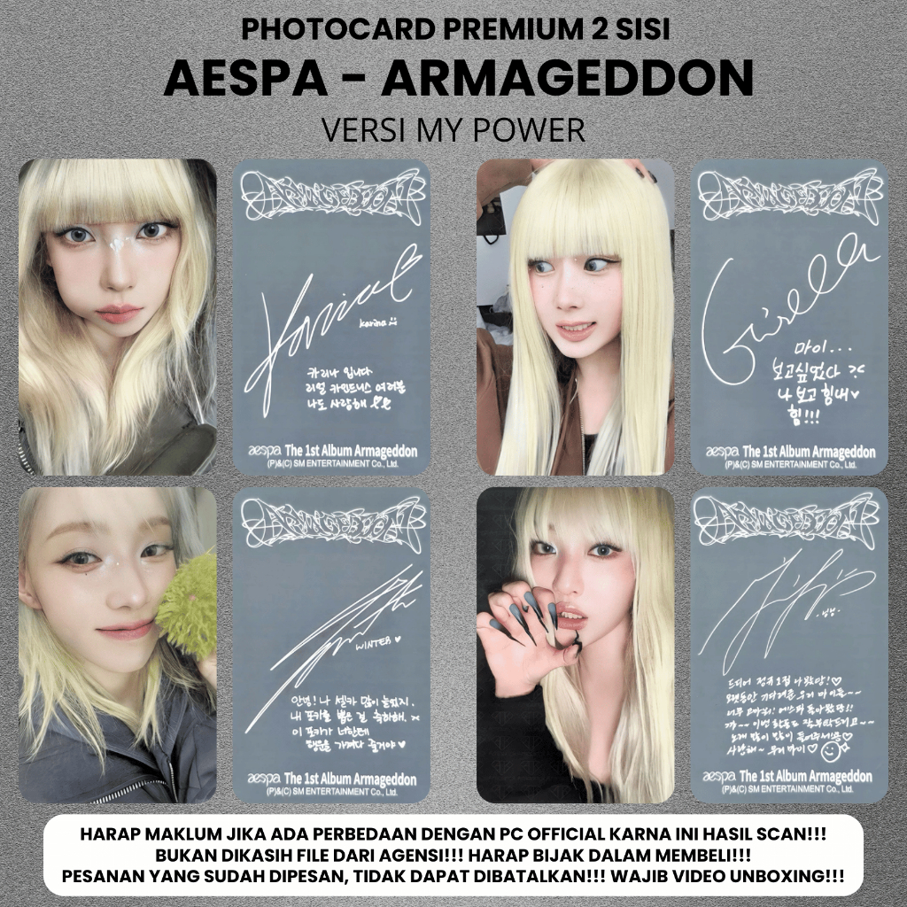 (CONTAINS 4 PCS) AESPA ARMAGEDDON SUPERNOVA Photocard - Premium PC Photocard 2 Sides Kpop Card ...