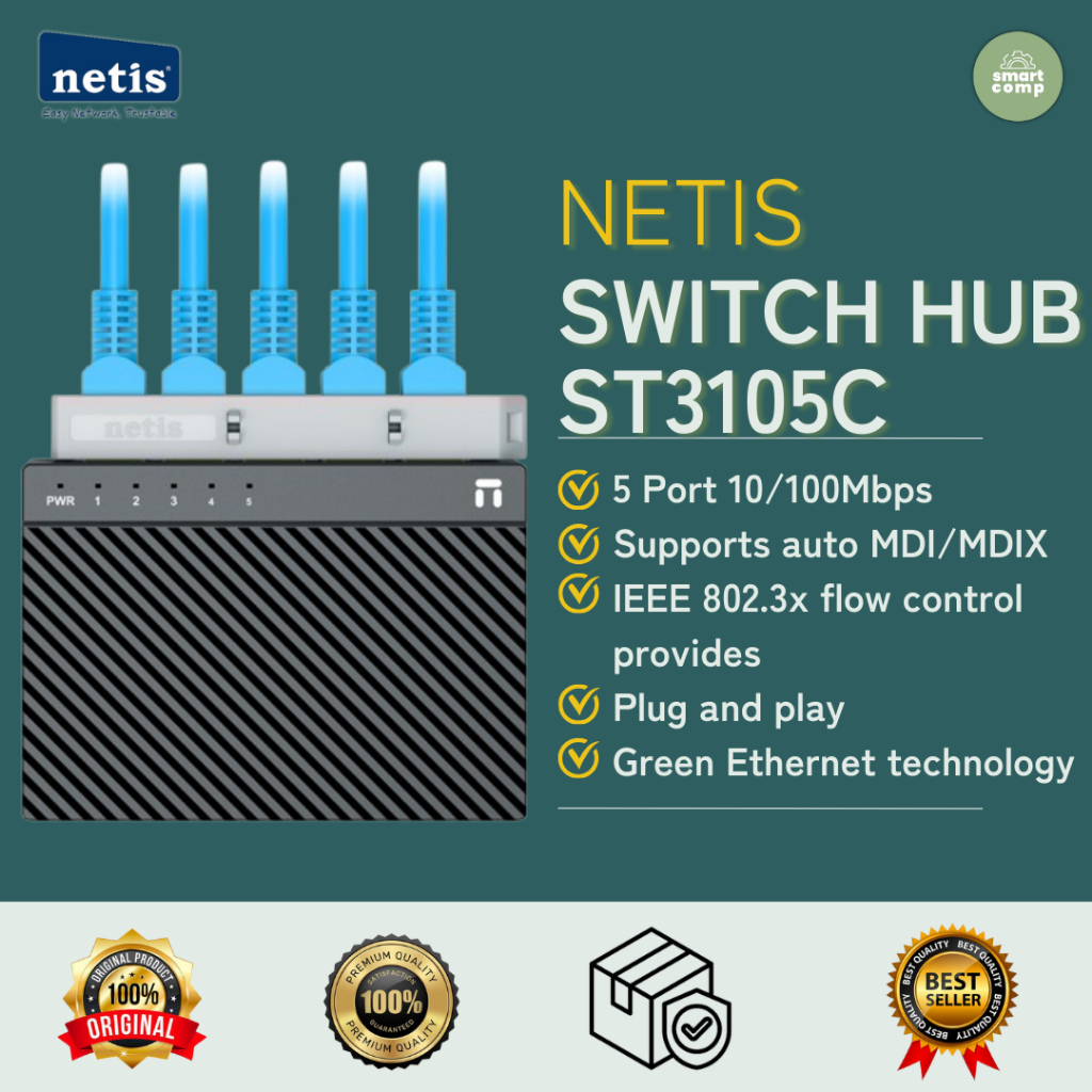 Netis ST3105C 5 Port RJ45 100M Fast Ethernet Switch | Shopee Malaysia