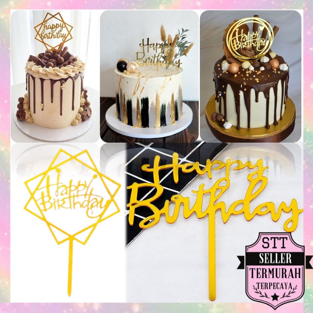 Stt Cake Topper Happy Birthday Acrylic Material Acrylic Birthday Cake ...