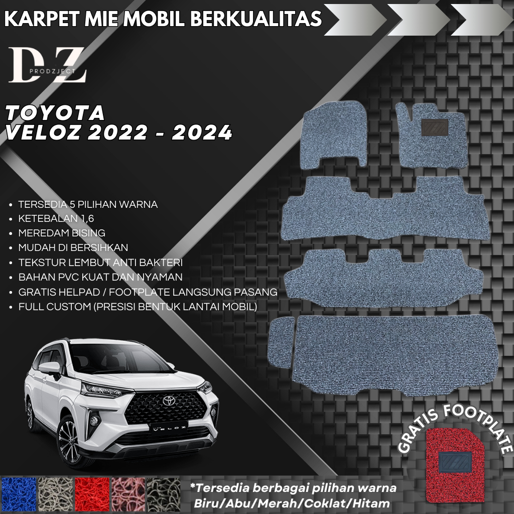 Toyota Veloz G 2022 2023 2024 Car Noodle Carpet Fullset Coil Mat ...