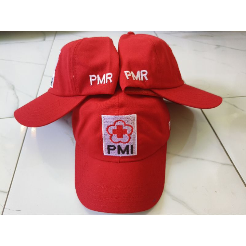 MERAH Red and white block PMI x PMR hat | Shopee Malaysia