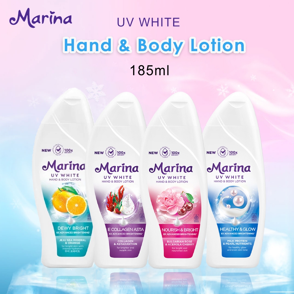 Marina UV White Hand and Body Lotion Nourish and Bright / Dewy Bright / E Collagen Asta / Healty ...