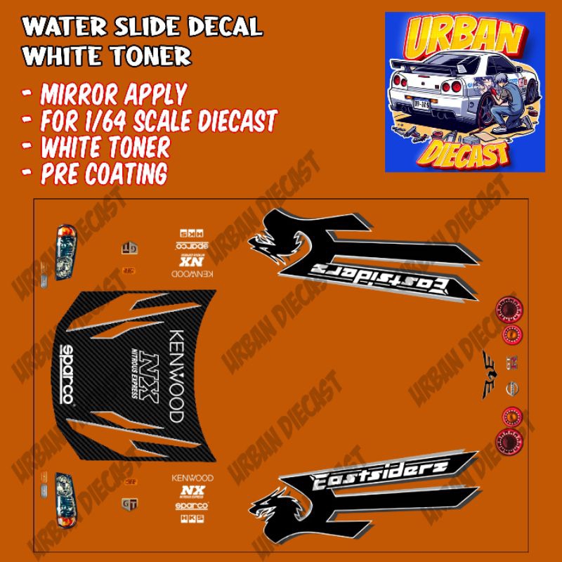 Hot wheels decal white toner skyline R34 eddie eastsides need for speed ...