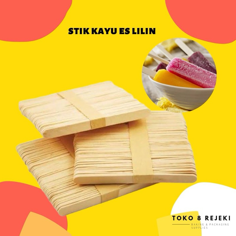LILIN KAYU Wooden Ice Cream / Ice Lolly Sticks contains 50 pcs | Shopee ...