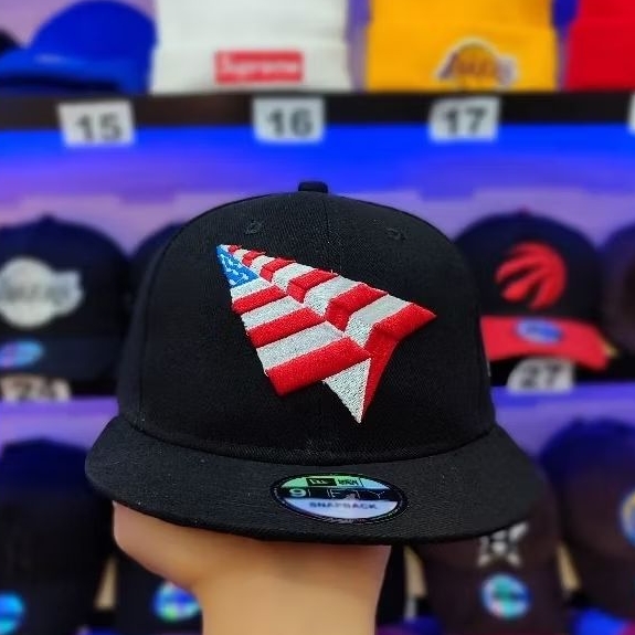 MERAH HITAM Paper airplane hat, black red embroidery Snapback newera ...