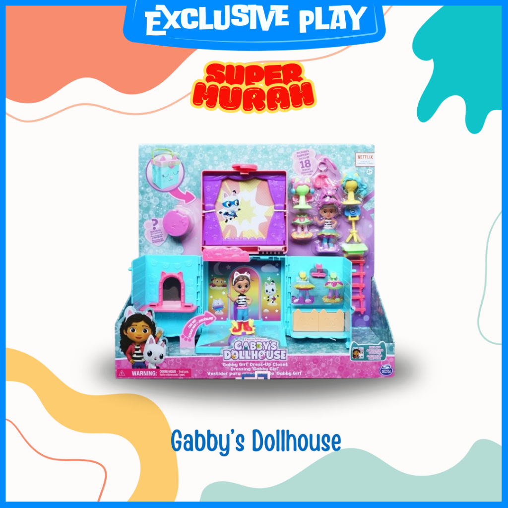 Gabby's Dollhouse Gabby Girl Dress Up Closet Playset Gabbys House Fold ...