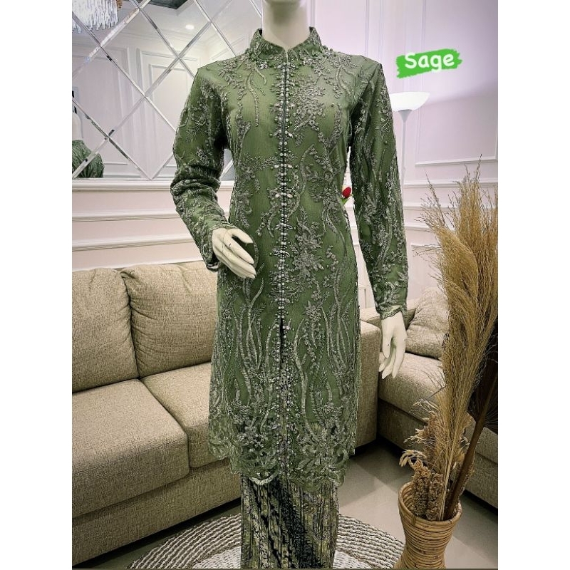 MADONA Sequin Brocade Tunic Kebaya, Pagar ayu Uniform Kebaya, Modern ...