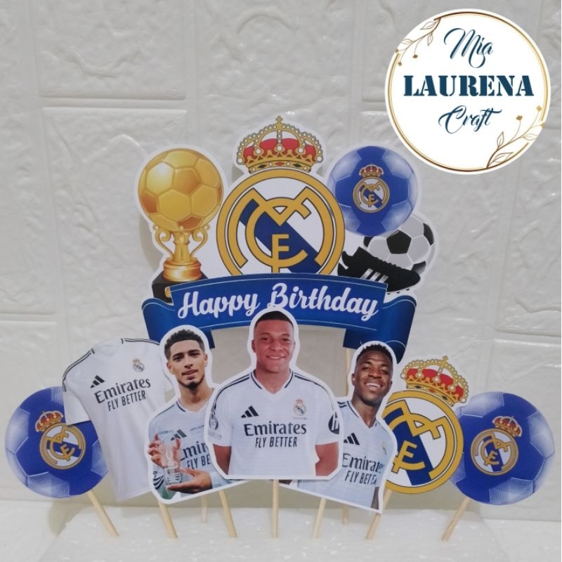 Birthday cake Topper, Real Madrid ball theme birthday cake decoration ...