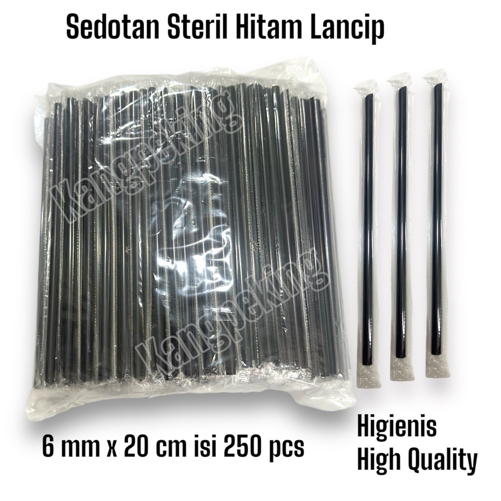 HITAM Tapered END BLACK STRAW 6 mm x 20 cm STERILE HYGIENIC PER PACK ...