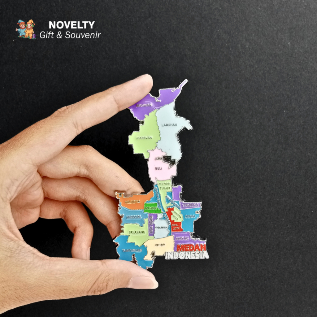 Medan North Sumatra map refrigerator magnet Souvenir from Indonesia ...