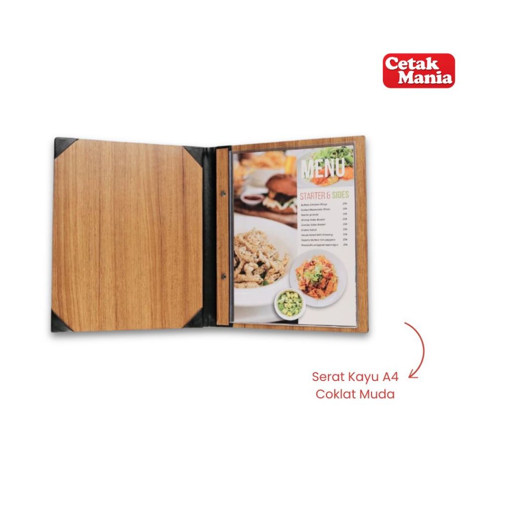Print Mania - Vinyl Wood Menu Book with Bolt Clips Filled with A4 Mica ...