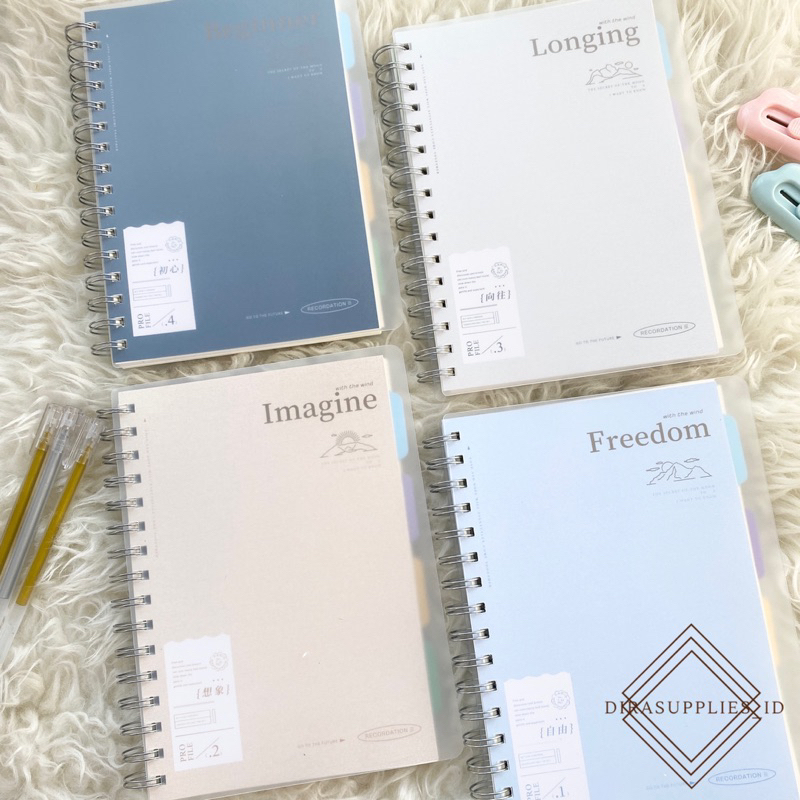 Spiral Notebook Notebook A5 Index Clear Transparent Cover Design Simple ...