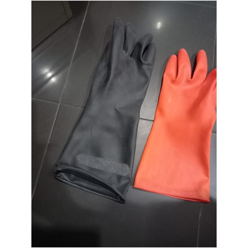 HITAM Super black latex rubber gloves seagull water chemical resistant ...