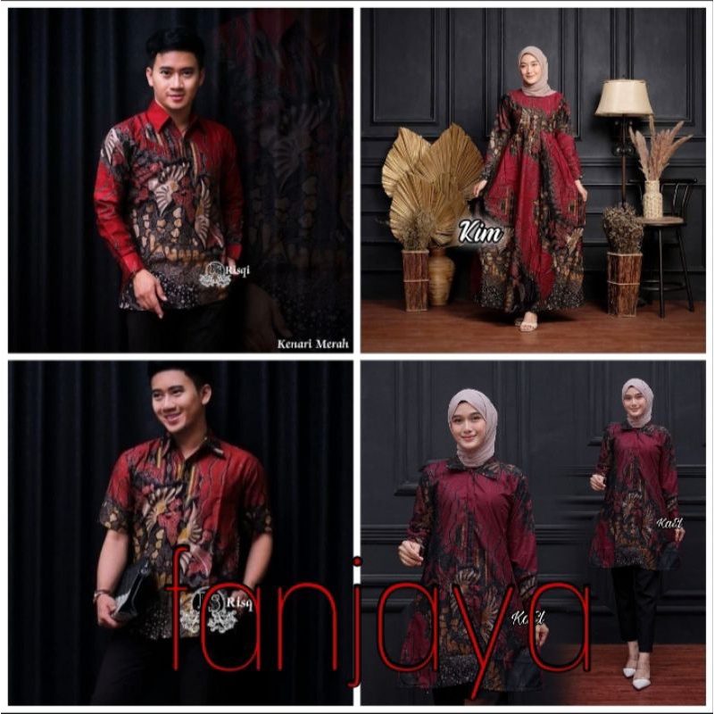 Maroon TARONG MANUK MOTIF || Father MOTHER AND SON FAMILY COUPLE BATIK ...