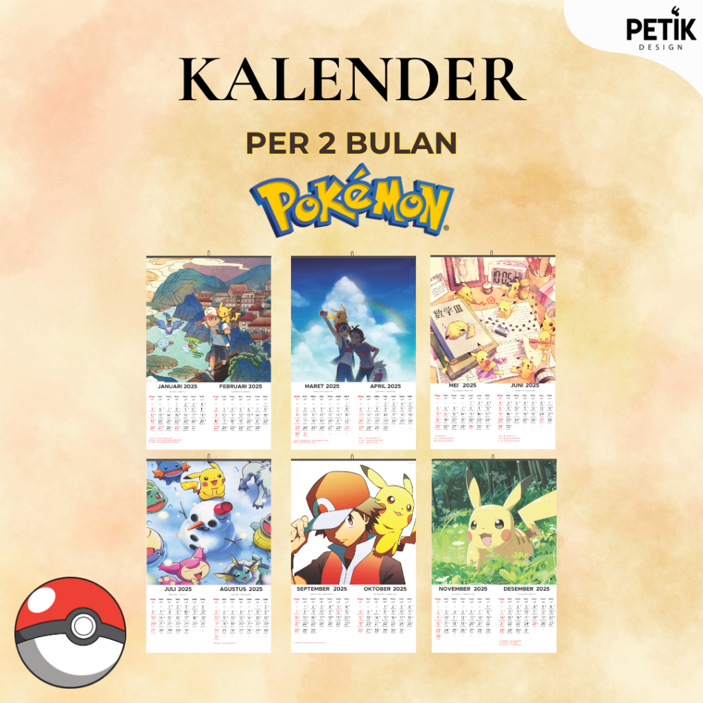Pokemon Pikachu Wall Calendar 2025 6 Sheets Clamps | Shopee Malaysia