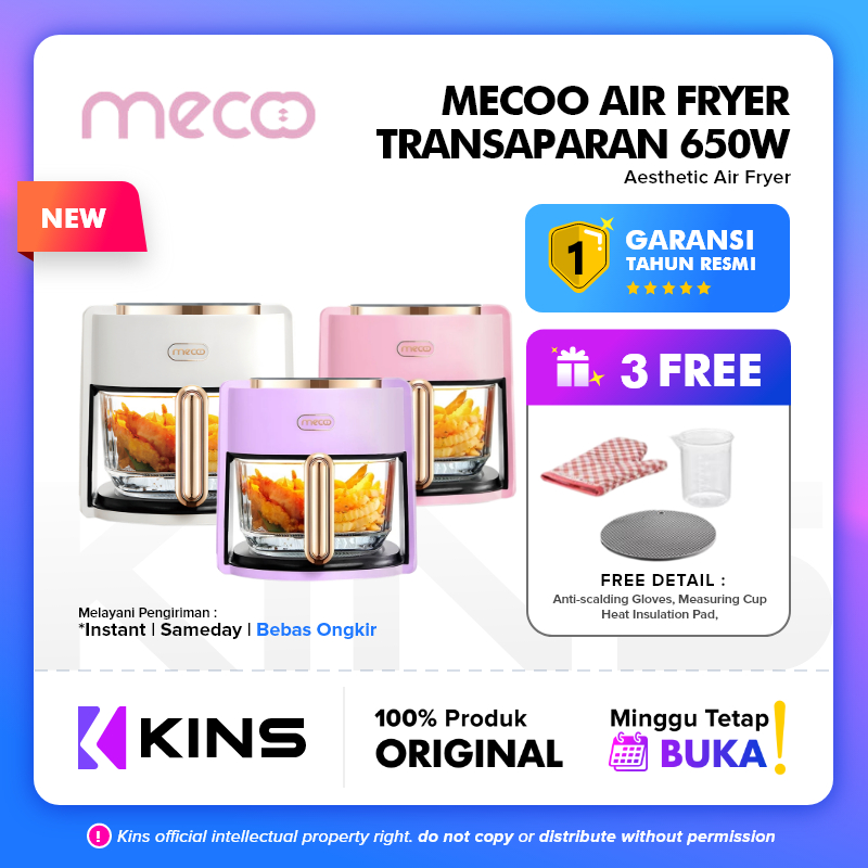 MESIN Mecoo Aesthetic Air Fryer Transparent 650 Watt 5L Frying Machine ...