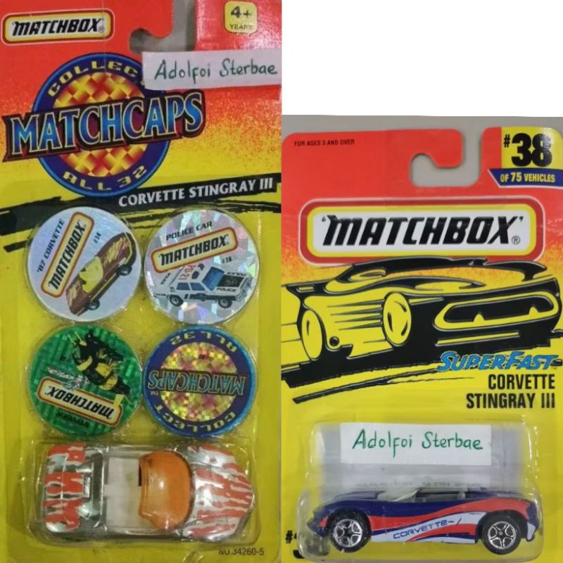 Matchbox matchcaps corvette stingray III 3 superfast super fast police car '87 corvette stinger ...
