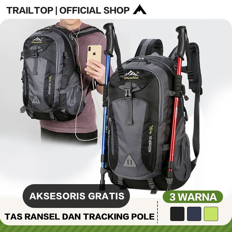 Trailtop Men's Mountain Bag 40 Liter 1 SET and Adjustable Folding ...