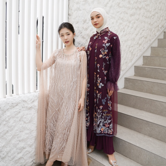 Aura Label - Fiona Dress In Burgundy | Shopee Malaysia