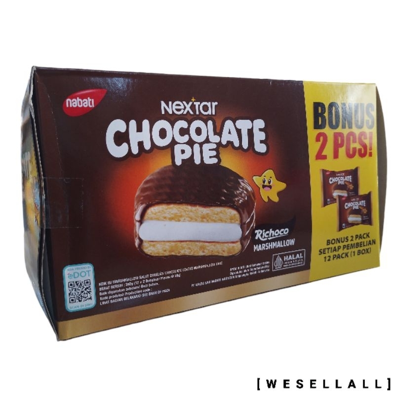 Nabati Nextar Chocolate Pie 392 gr (12+2 Packs @ 28 gr) Total 14 Packs ...