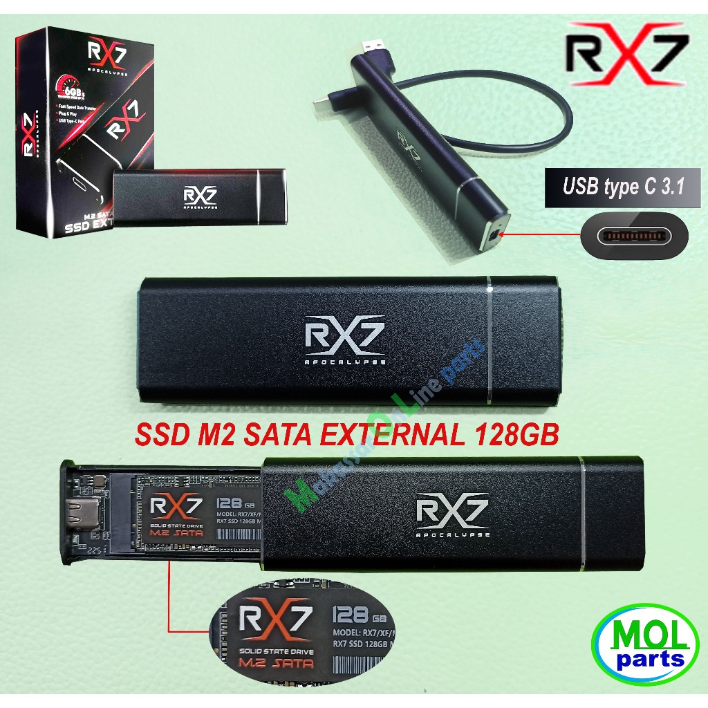 Ssd M2 external sata 128GB 256GB 512GB USB type C 3.1 RX7 | Shopee Malaysia