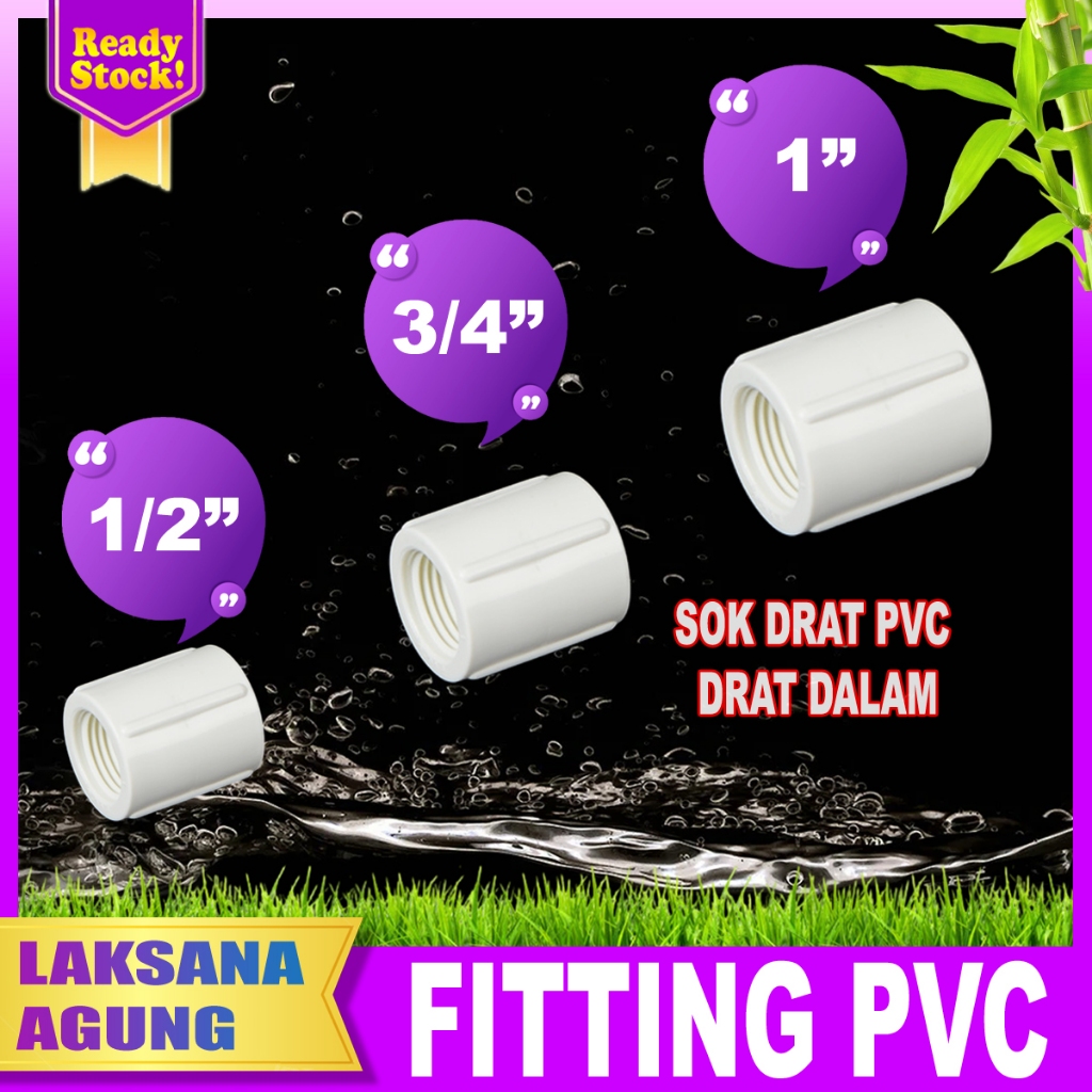 Pvc Sok Drat in 1/2 > 3/4" > 1" inch | Pvc pipe connection 1/2 ...