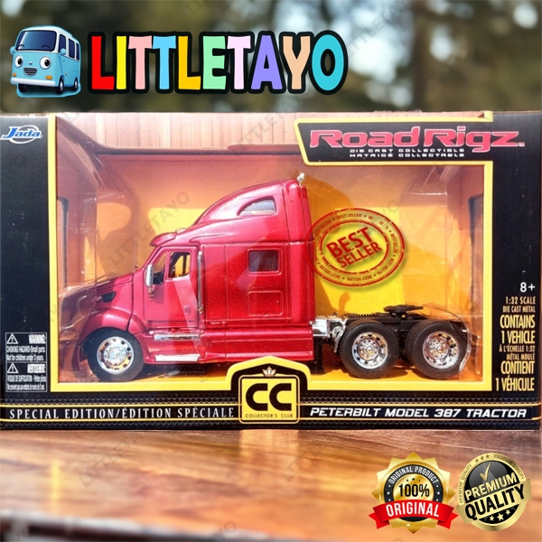 MERAH Jada Peterbilt Model 387 Tractor 1:32 Red Road Rigz Transport ...